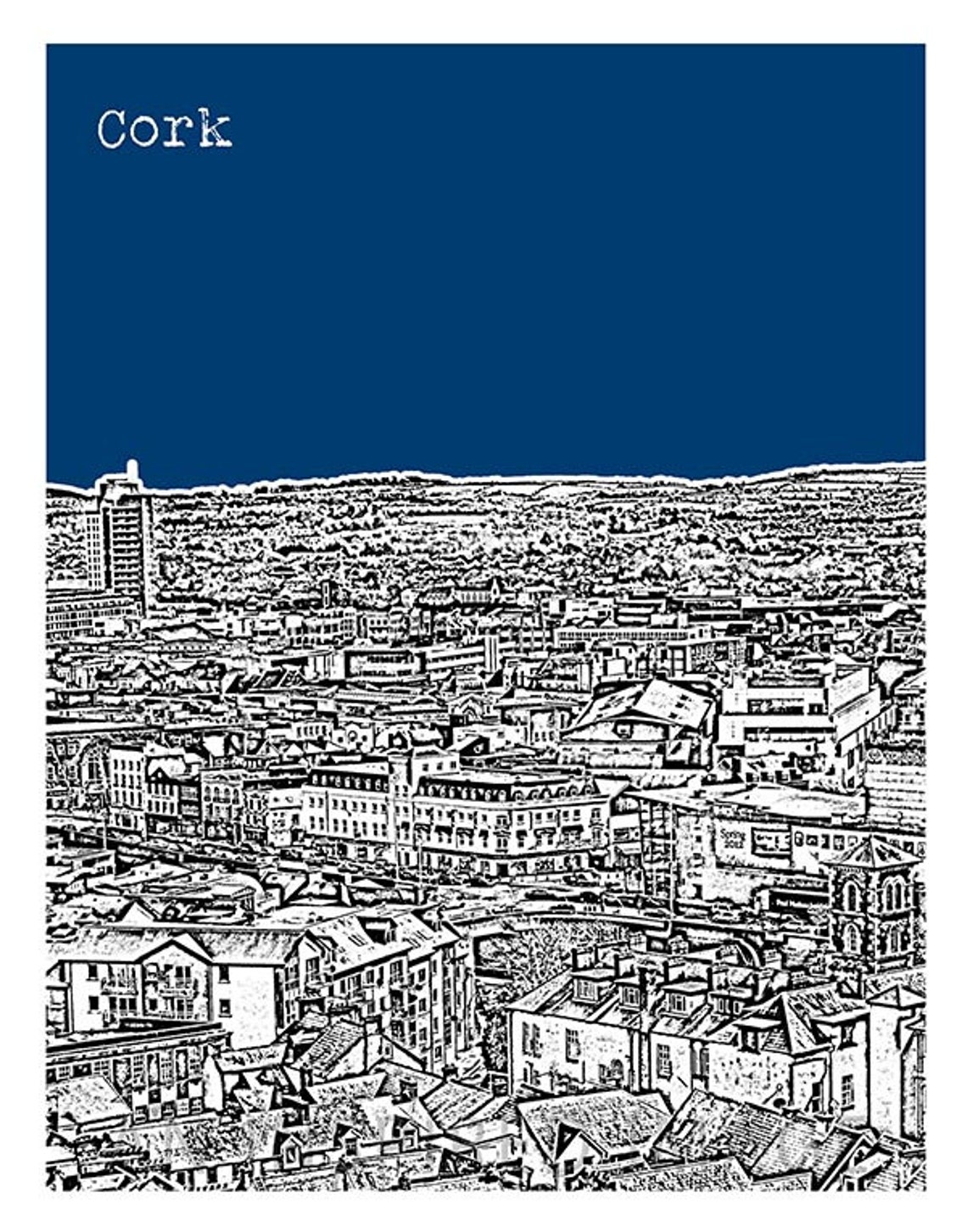 Cork Ireland Poster Print Skyline Travel Art Republic of - Etsy