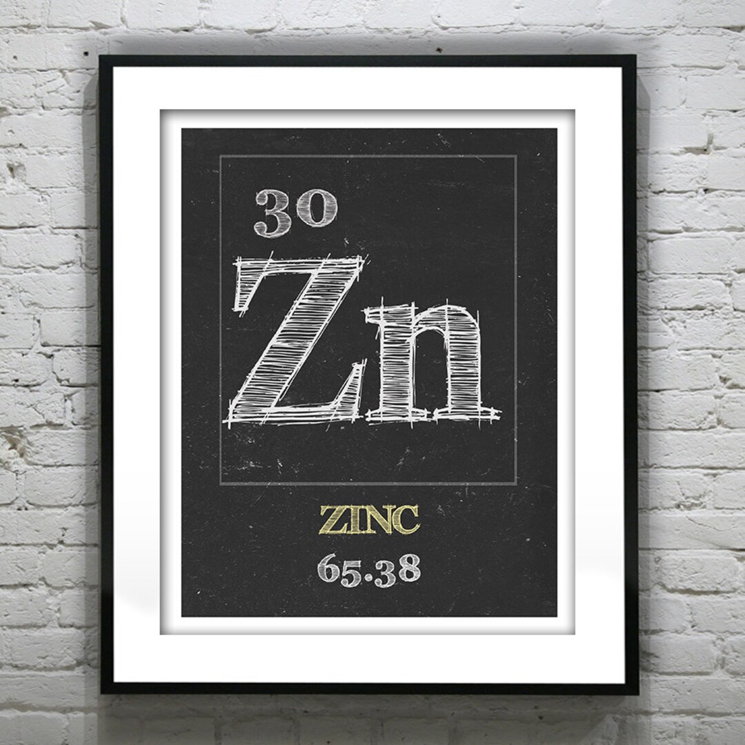 Periodic Table Zinc Poster Art Print Periodic Table of Elements Zn 30 ...