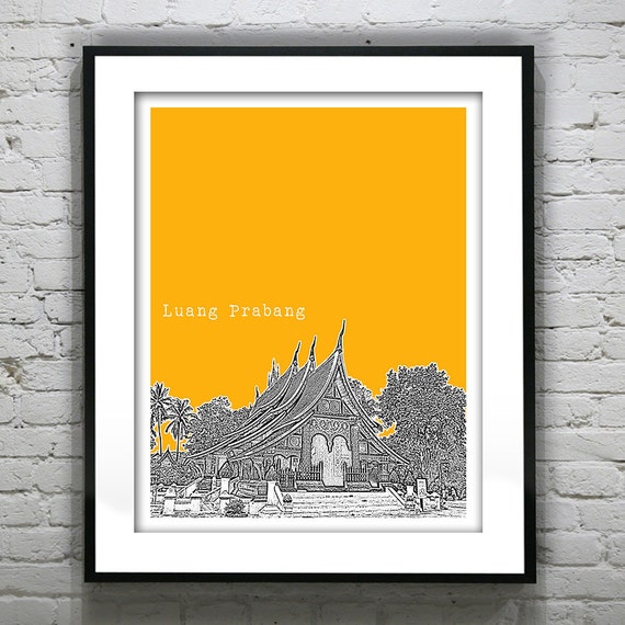 Luang Prabang Laos Poster Print Skyline Travel Art Asia - Etsy