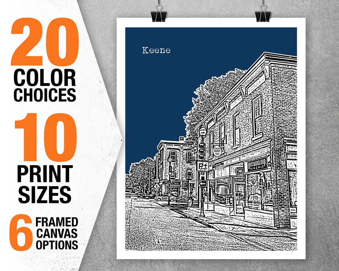 Keene Skyline Poster Art Print New Hampshire Item T5475 - Etsy