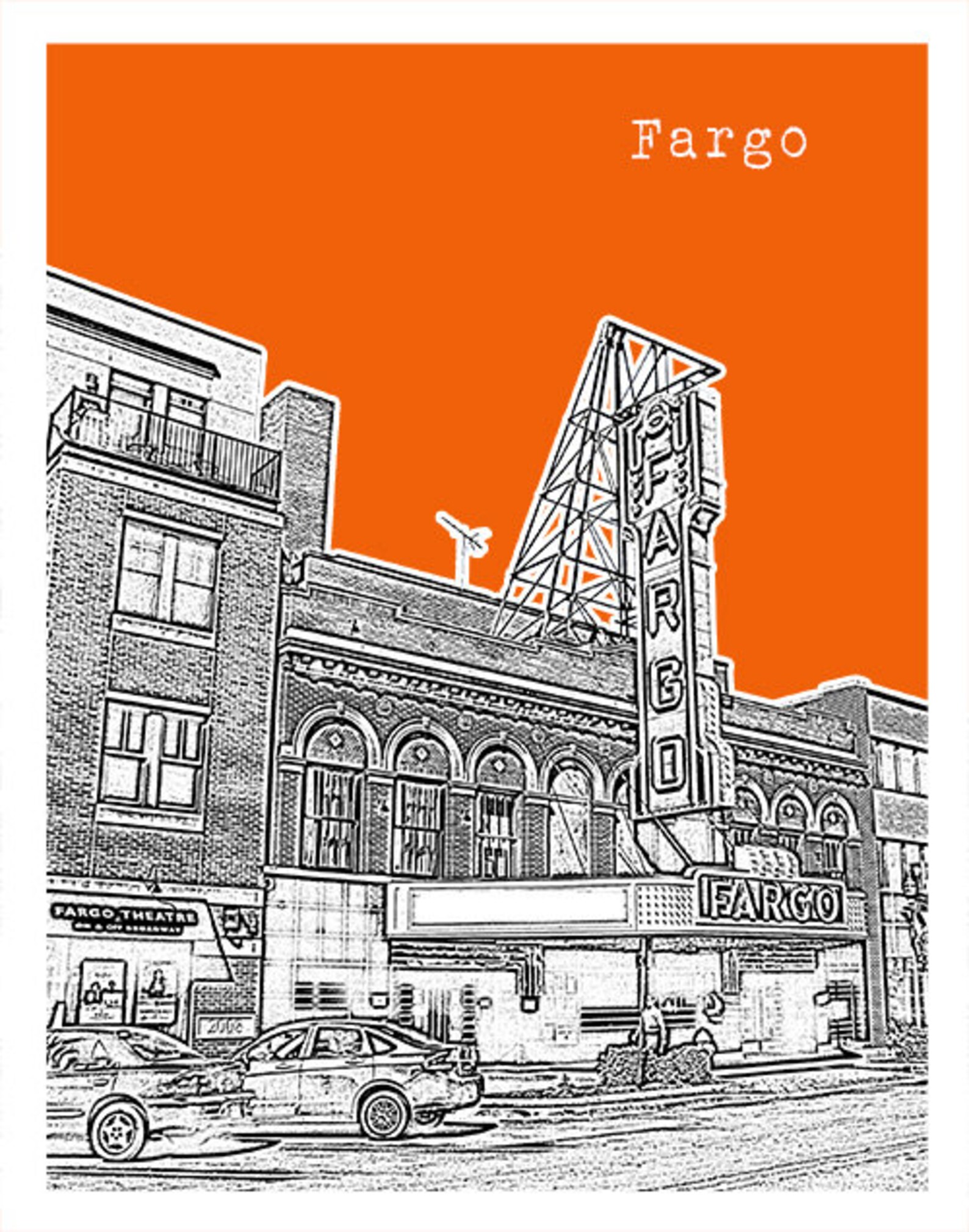 Fargo North Dakota Poster Skyline Art Print ND Version 2 | Etsy