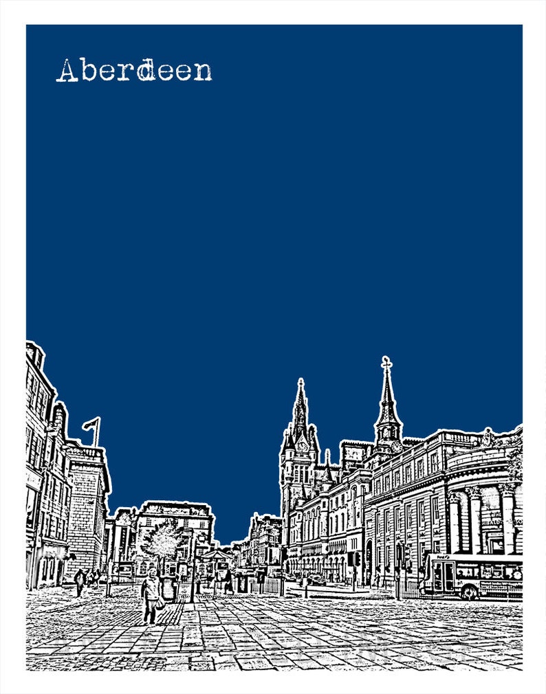 Aberdeen Scotland Skyline Poster Art Print - Etsy