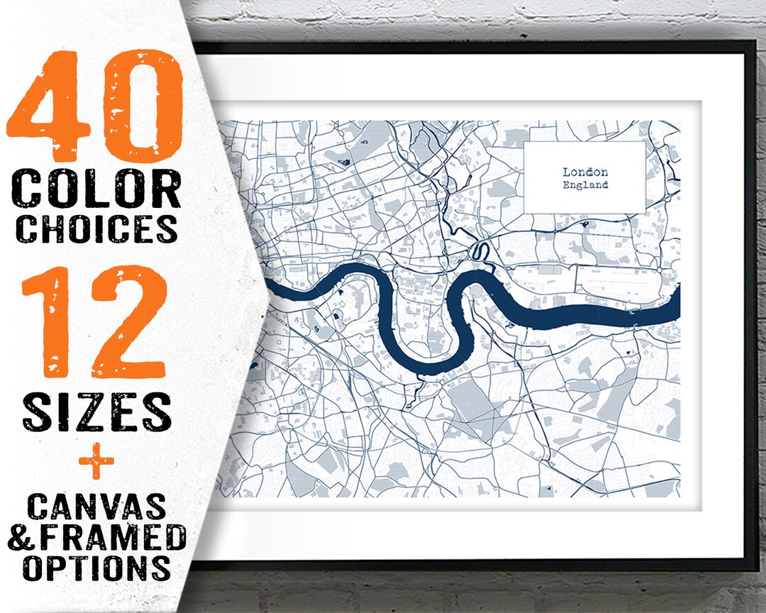 London England UK Blueprint Map Poster Art Print Item T2305 - Etsy