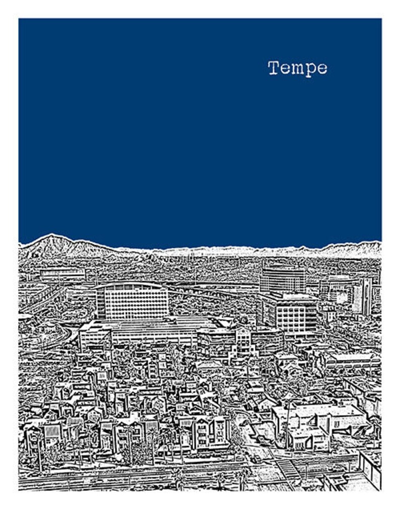 Tempe Arizona Poster Art Print Skyline AZ Version 1 - Etsy
