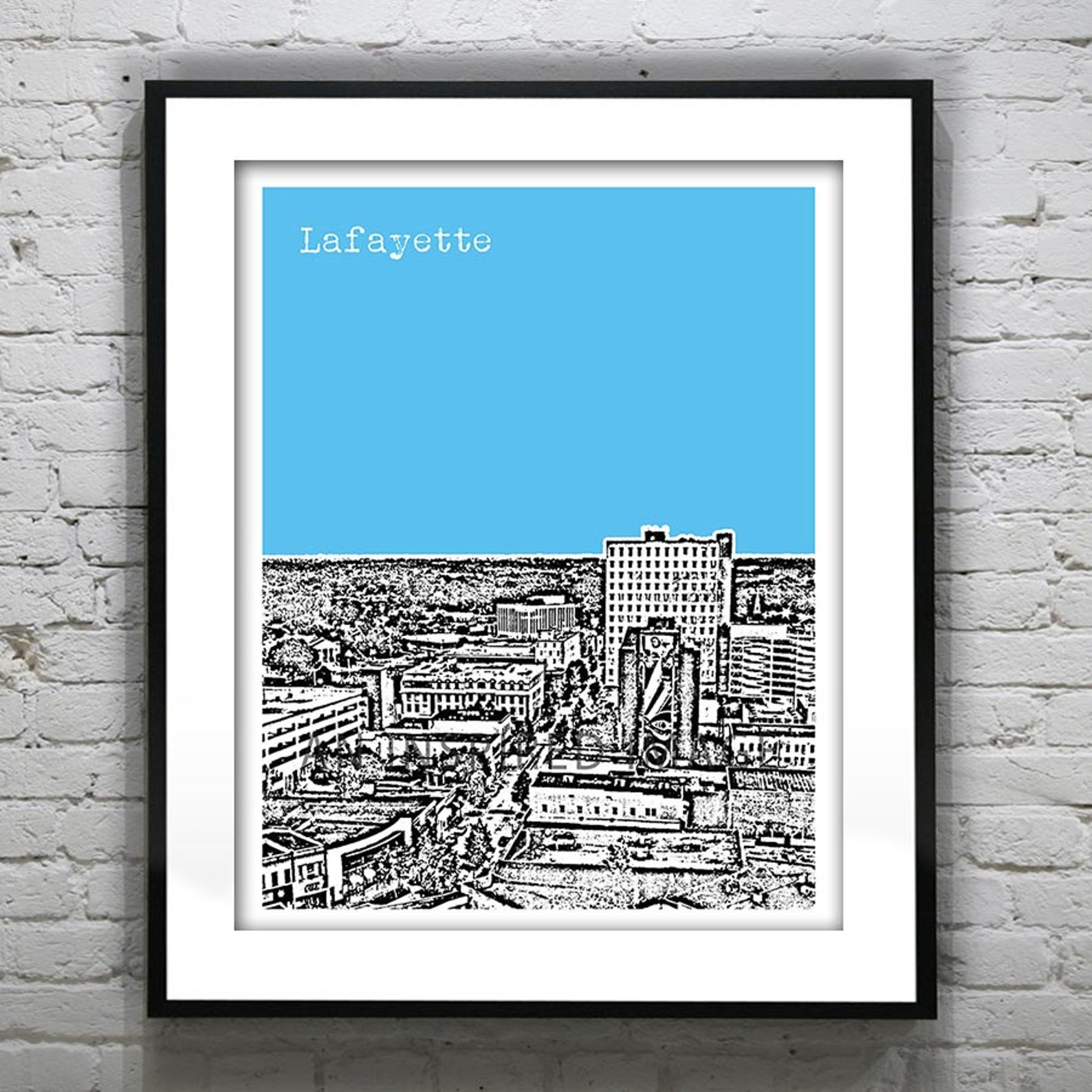 Lafayette Skyline Poster Art Print Downtown Louisiana LA Item T4251 - Etsy