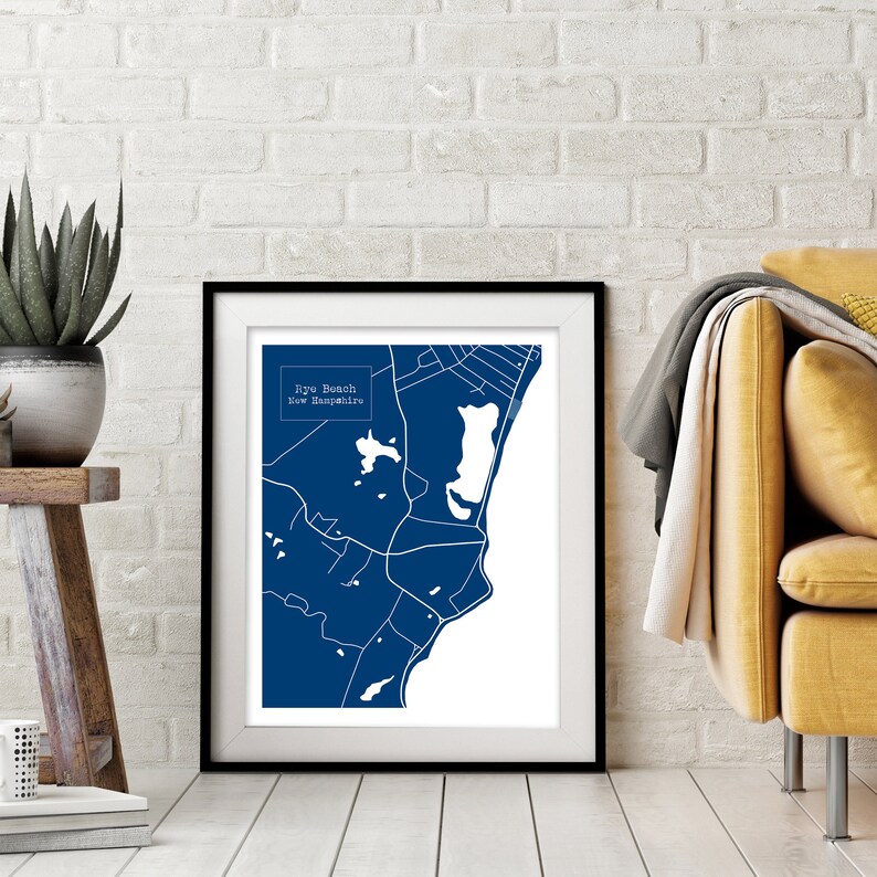 Rye Beach New Hampshire Blueprint Map Poster Art Print NH Item | Etsy