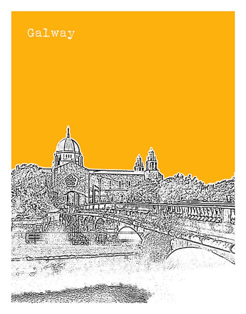 Galway Skyline Poster Art Galway Cathedral Connacht Ireland - Etsy UK