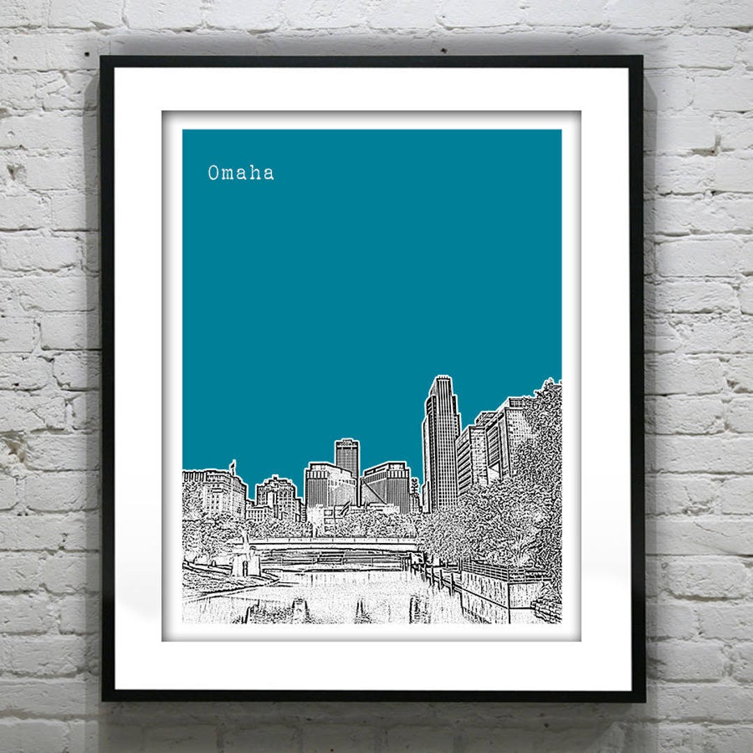 Omaha Nebraska Skyline Poster Art Print Downtown NB Item T1343 - Etsy
