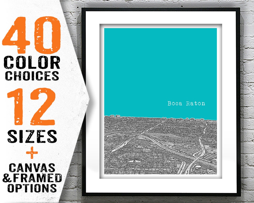 Boca Raton Florida Skyline Poster Art Print FL Item T2891 - Etsy