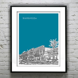 Northville Michigan City Skyline Poster City Art Print MI Item T2904 - Etsy
