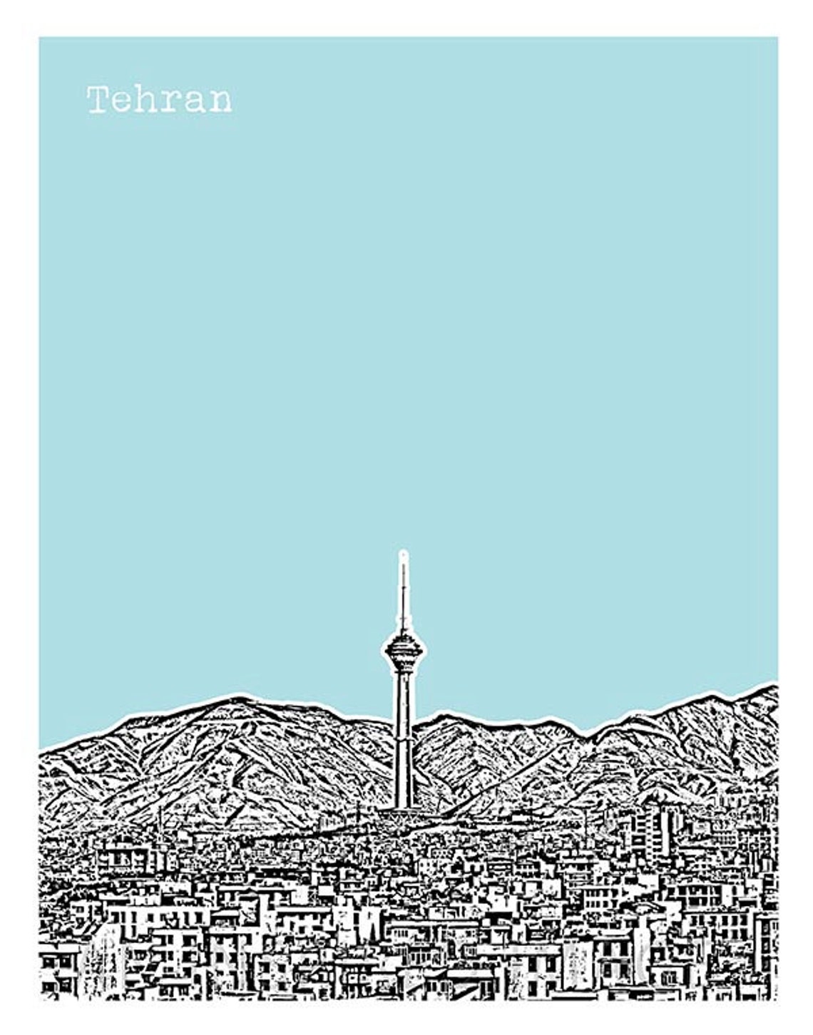 Tehran Poster Art Print City Skyline Tehran Province Iran - Etsy