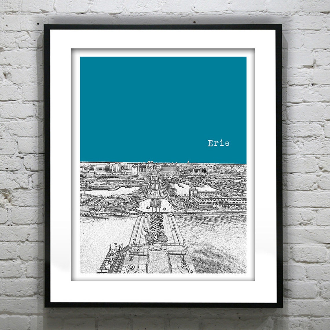 Erie PA Poster Print Art Pennsylvania PA Skyline Item T2455 - Etsy