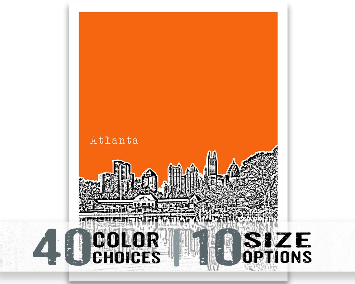 Atlanta Skyline Poster Art Print Georgia GA Item T1232 - Etsy