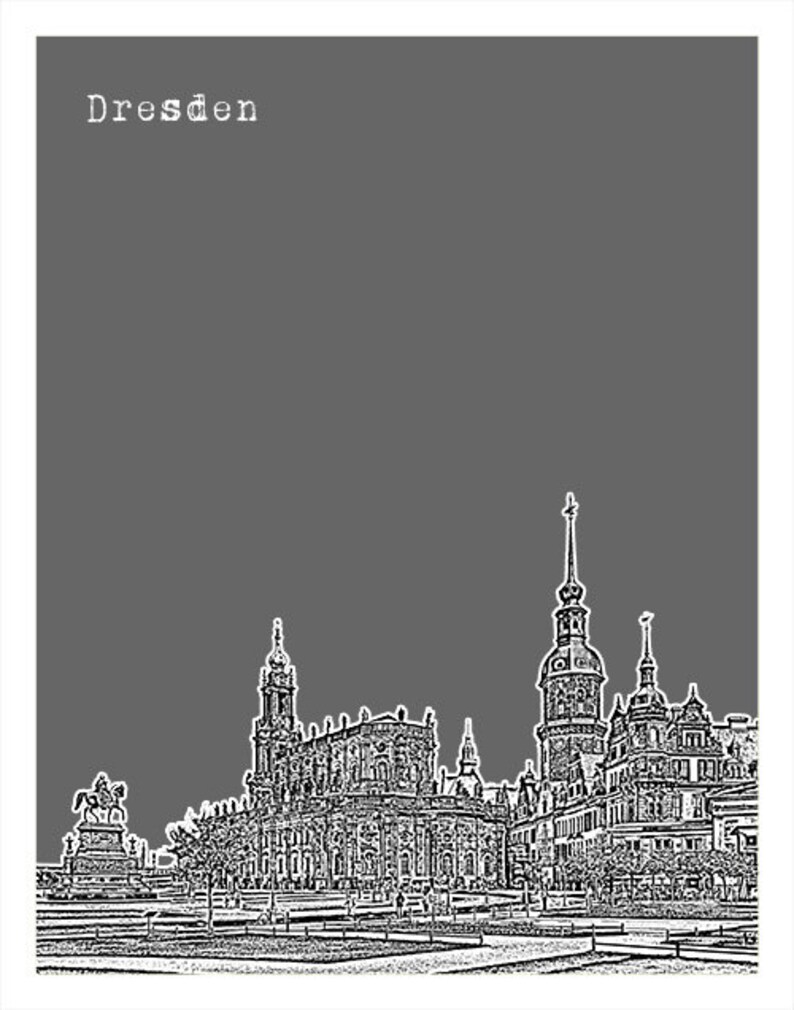 Dresden Germany City Skyline Poster Print Art Item T3072 - Etsy