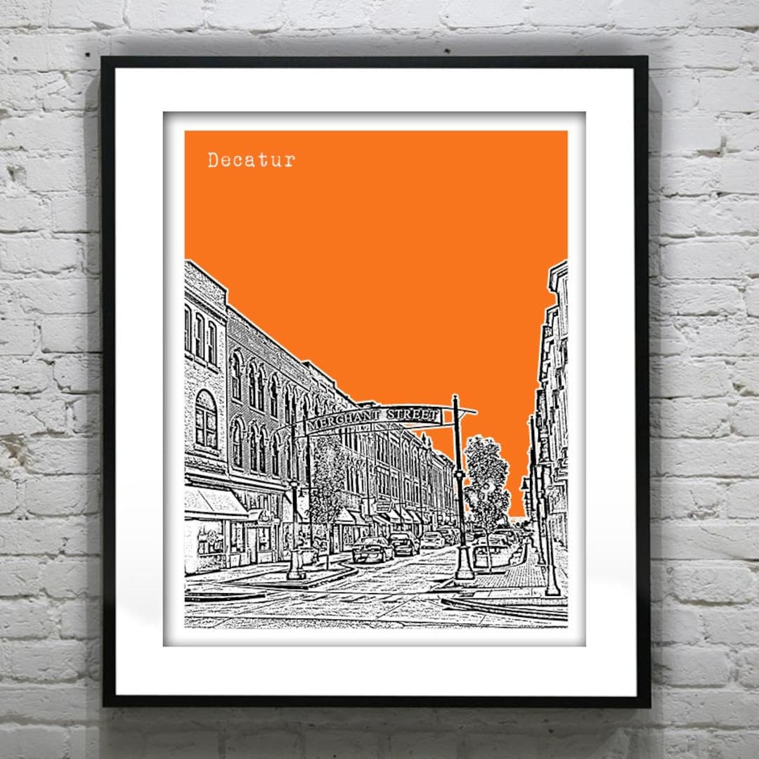 Decatur IL City Skyline Poster Print Art Illinois - Etsy