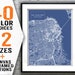 Bay Area California CA Blueprint Map Poster Art Print Several Sizes ...