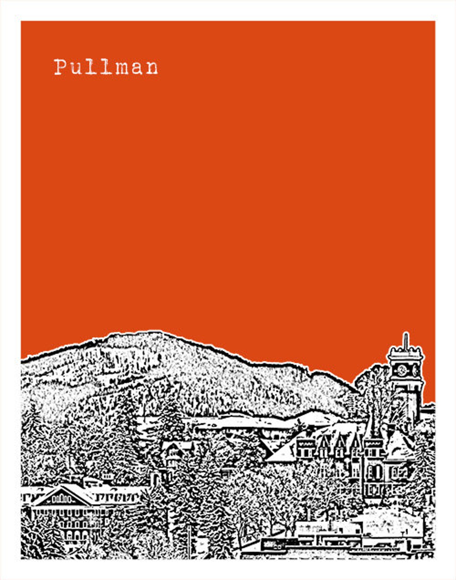 Pullman Washington Skyline Poster Art Print - Etsy