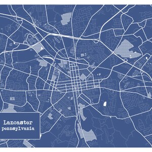 Lancaster Pennsylvania Blueprint Map Poster Art Print Several Sizes ...