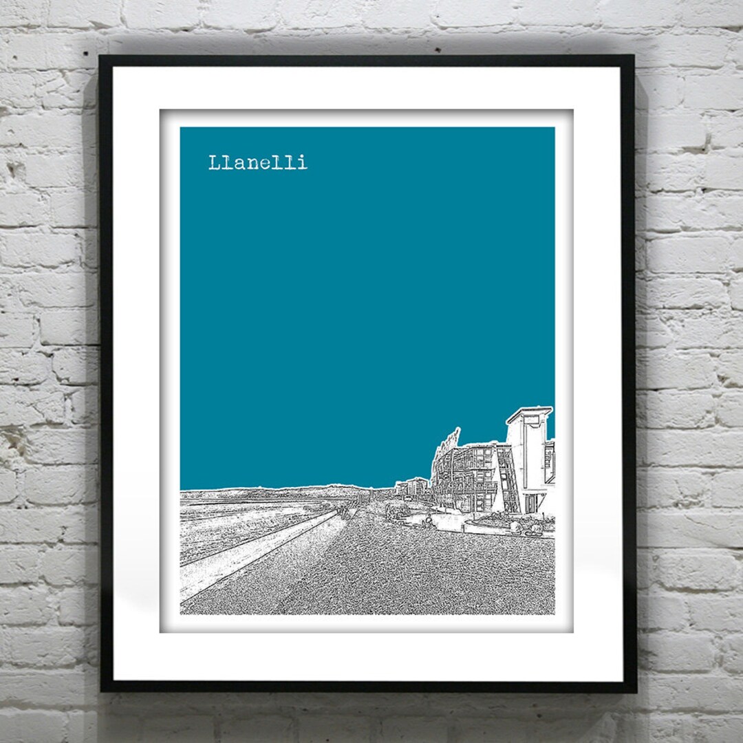 Llanelli Wales Poster Art Print Llanelli Beach Uk Wales United Kingdom ...