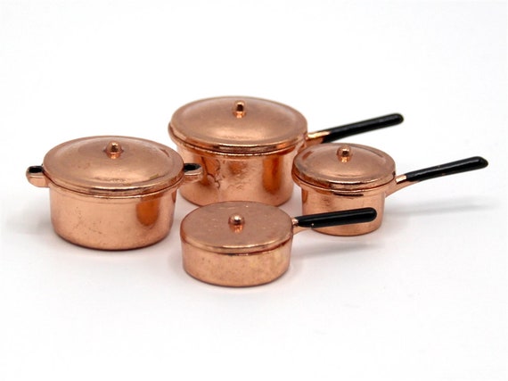 1:12 Scale Set of 4 Sauce Pans Copper in Colour KA02 - Etsy