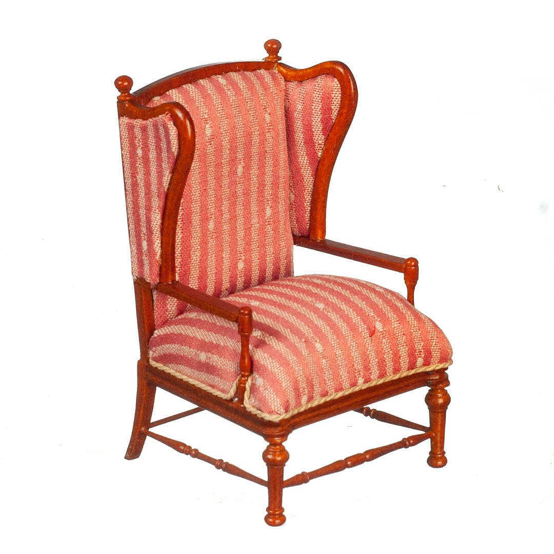Dolls House Furniture 12th Scale Colonial Wing Chair/walnut JJ00136WNA ...