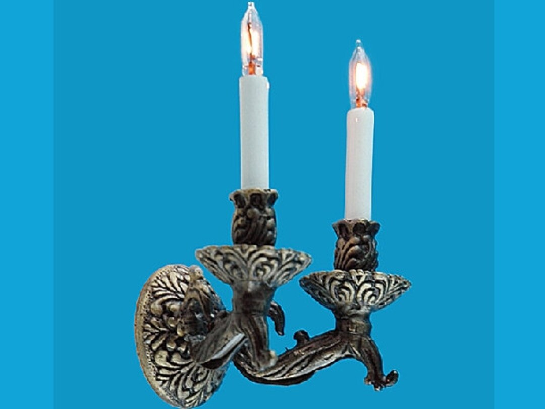12th Scale Dolls House Lighting Classic Twin Tudor Candle Wall Light ...