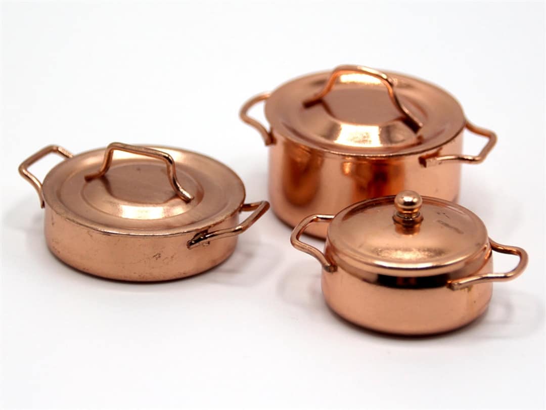 1:12 Scale Set of 3 Copper Casseroles KA01 - Etsy
