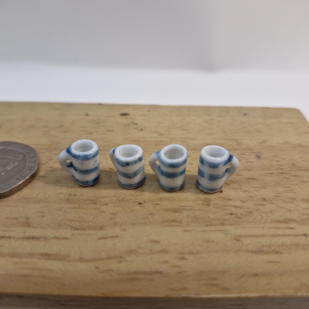 12th Scale Dolls House Cornish Ware Ceramic Set 4 Cups/mugs 5948 - Etsy