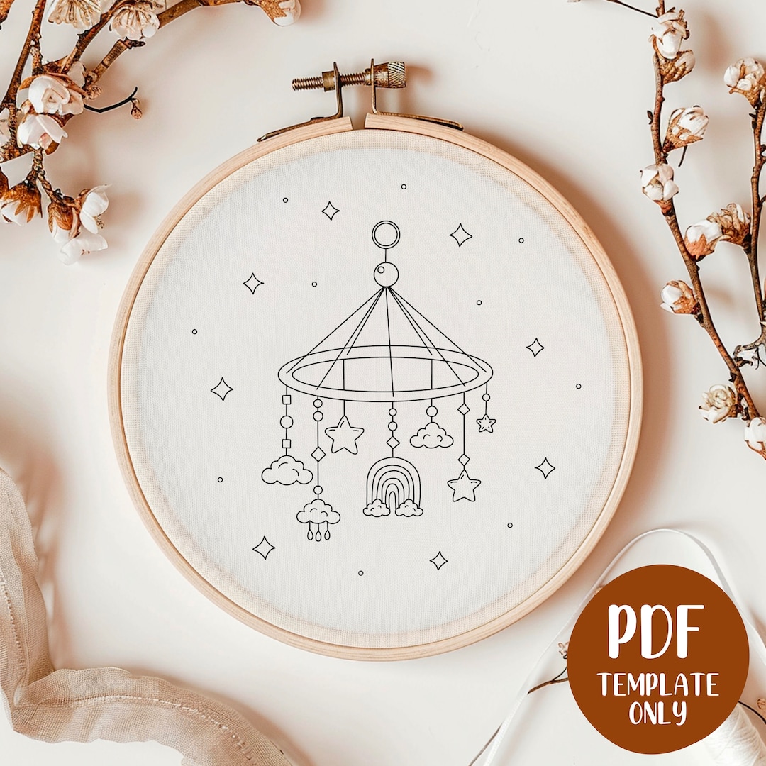Baby Mobile Hand Embroidery Template - Nursery Embroidery - PDF ...