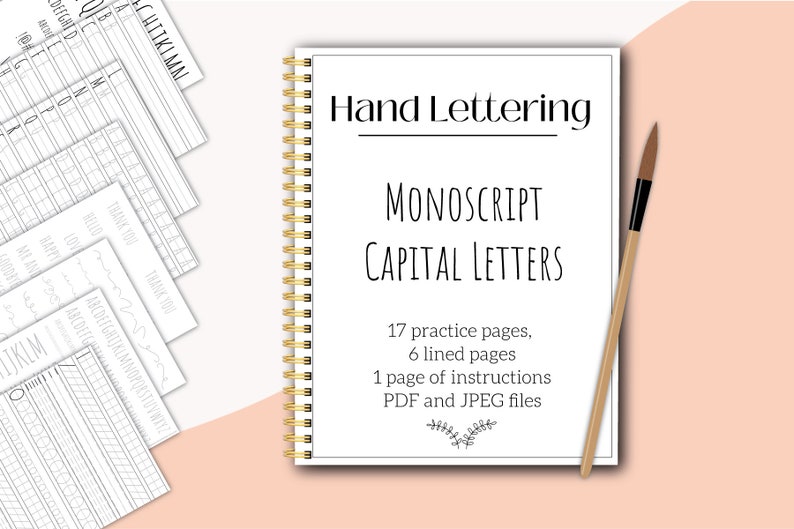 Monoscript Monoline Capital Letters Hand Lettering Worksheets - Etsy
