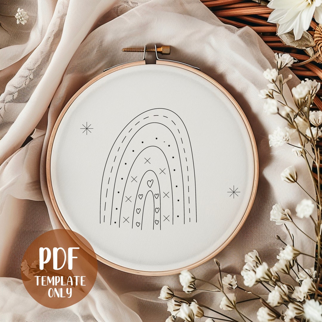 Rainbow Hand Embroidery Template - Nursery Embroidery - PDF Template ...