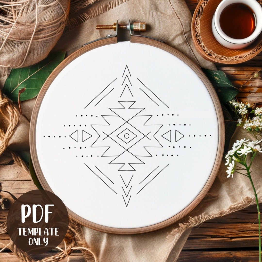 Boho Hand Embroidery Template - PDF Template - DIY Hoop Art ...
