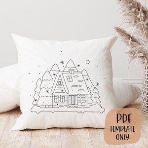 Snowy Winter House 2 Hand Embroidery Template - Winter Embroidery - DIY ...