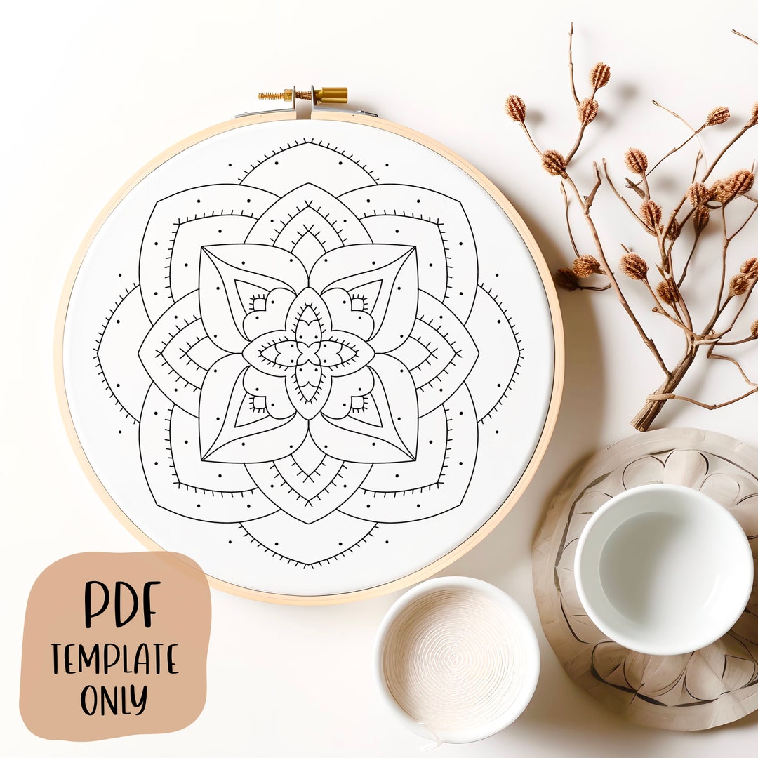 Mandala Hand Embroidery Template - Doodle Embroidery - PDF Template ...