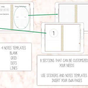 Rose Gold Undated Digital Planner With Hyperlinks - 4 Color Variations ...