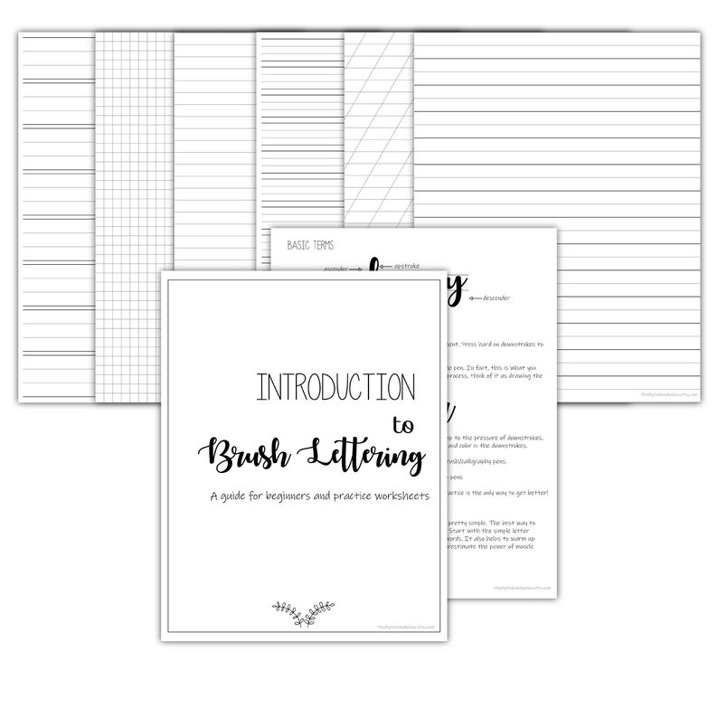 Lined Hand Lettering Worksheets Pdf and Jpeg Printable and - Etsy
