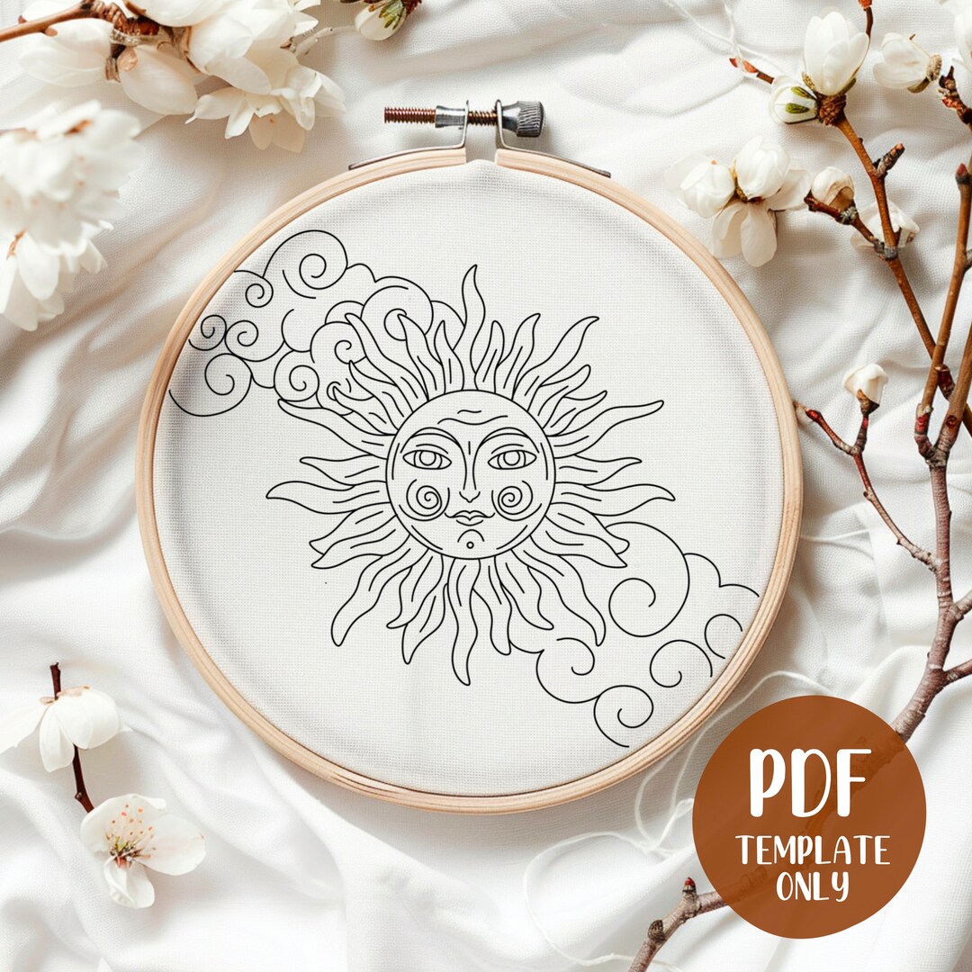 Celestial Embroidery - Hand Embroidery Template - PDF Template - DIY ...