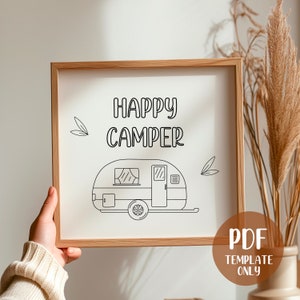 Happy Camper Hand Embroidery Template - Cute Doodle Embroidery - PDF ...