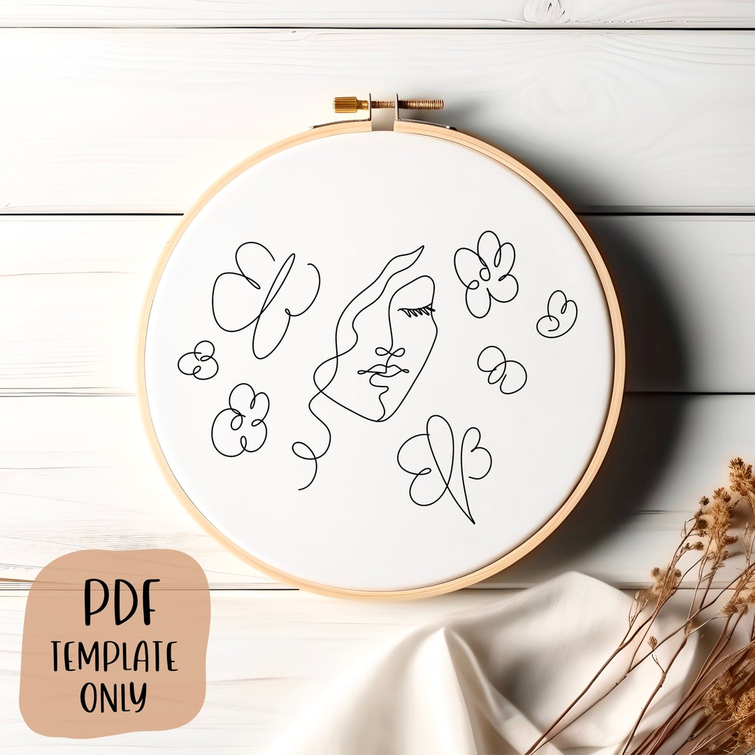 Abstract Girl 3 Hand Embroidery Template - PDF Template - DIY Hoop Art ...