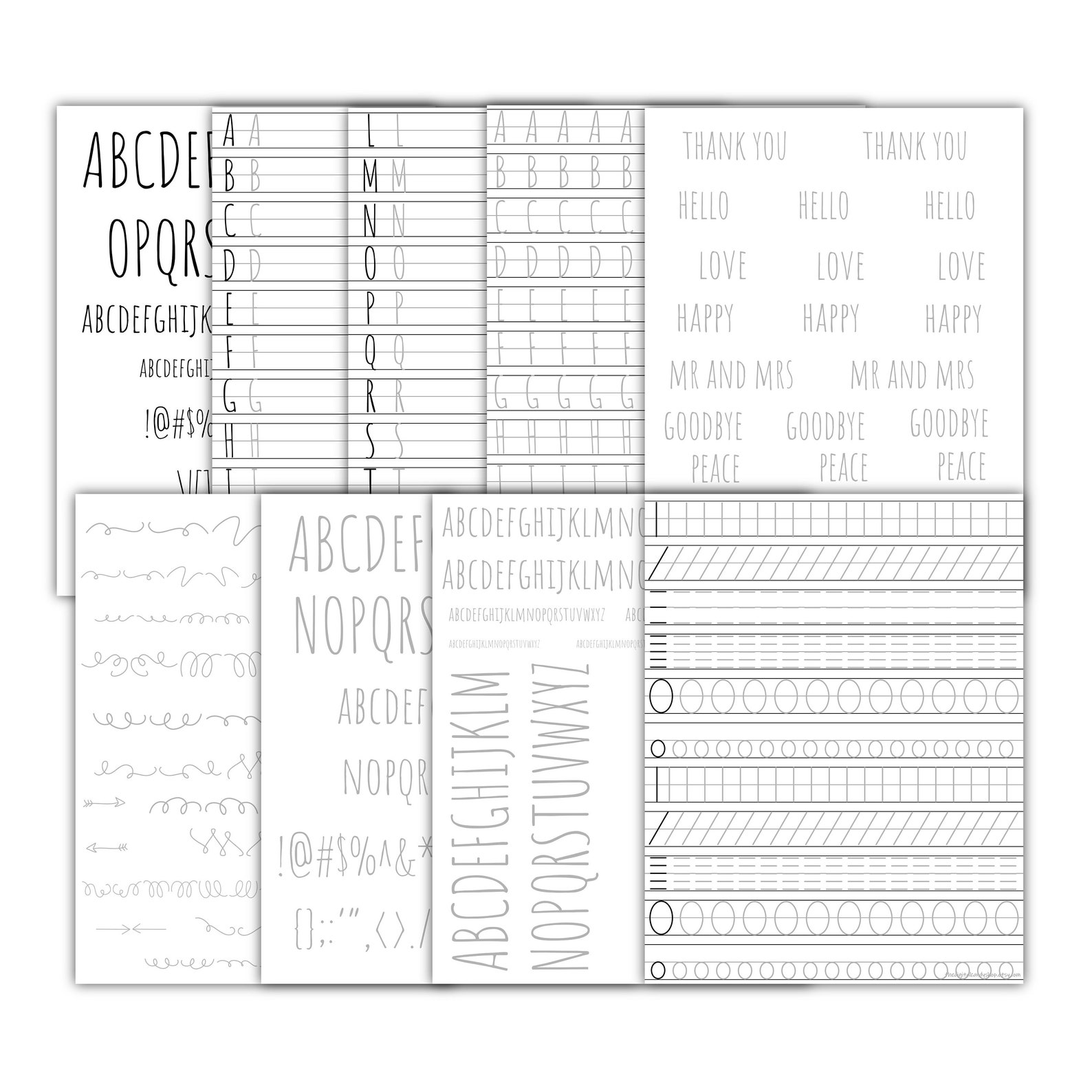 Monoscript Monoline Capital Letters Hand Lettering Worksheets - Etsy