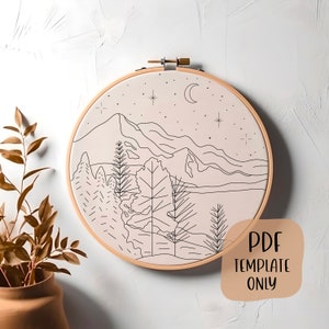 Boho Landscape 3 Embroidery Template - Doodle Embroidery - PDF Template ...