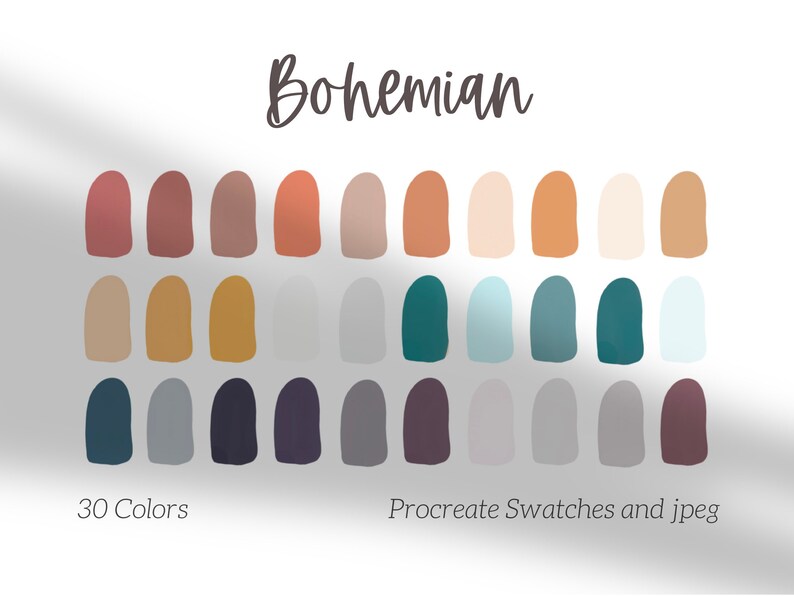 Bohemian Procreate Color Palette 30 Swatches Commercial or Personal Use ...