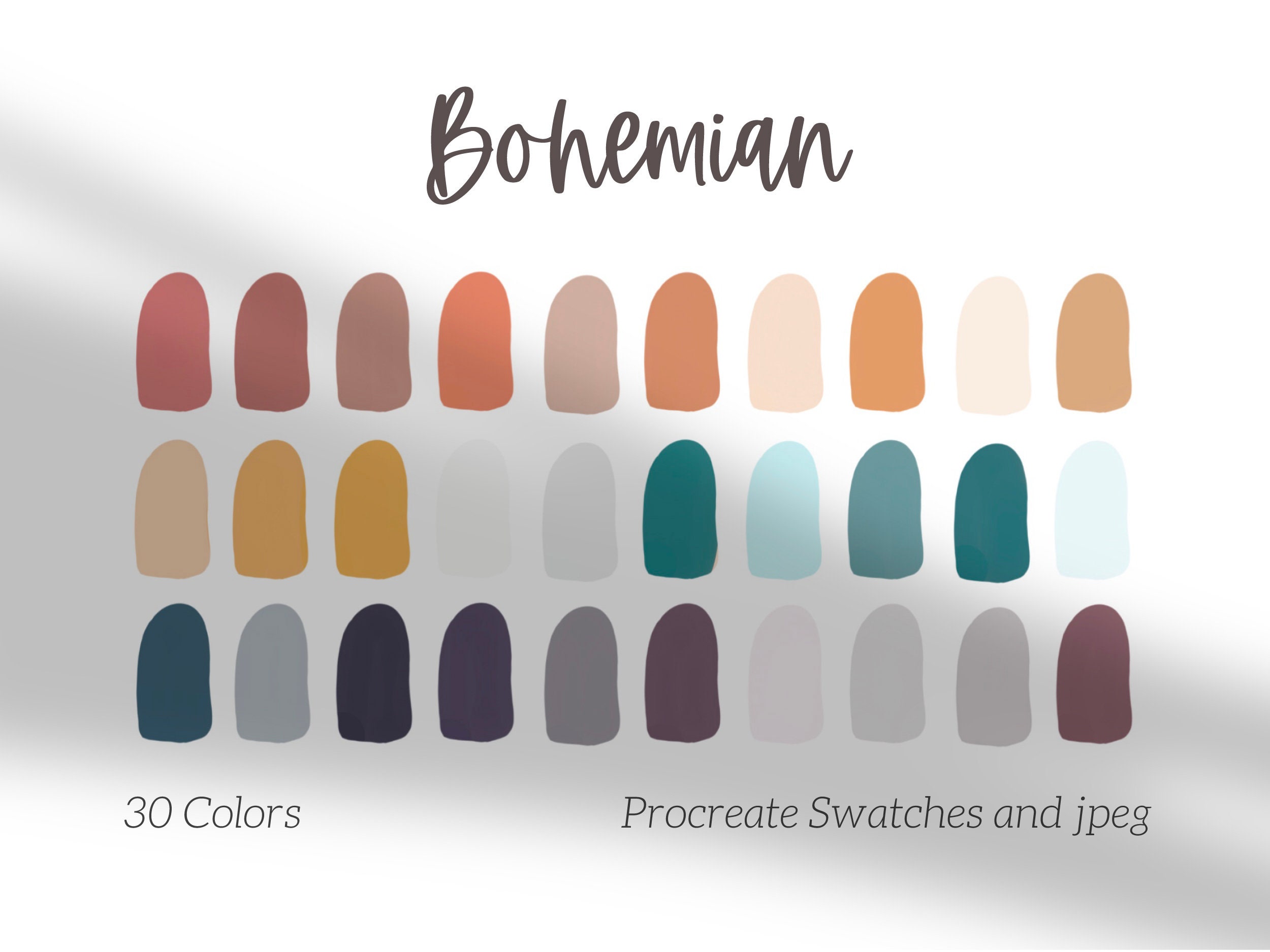 Bohemian Procreate Color Palette 30 Swatches Commercial or Personal Use ...