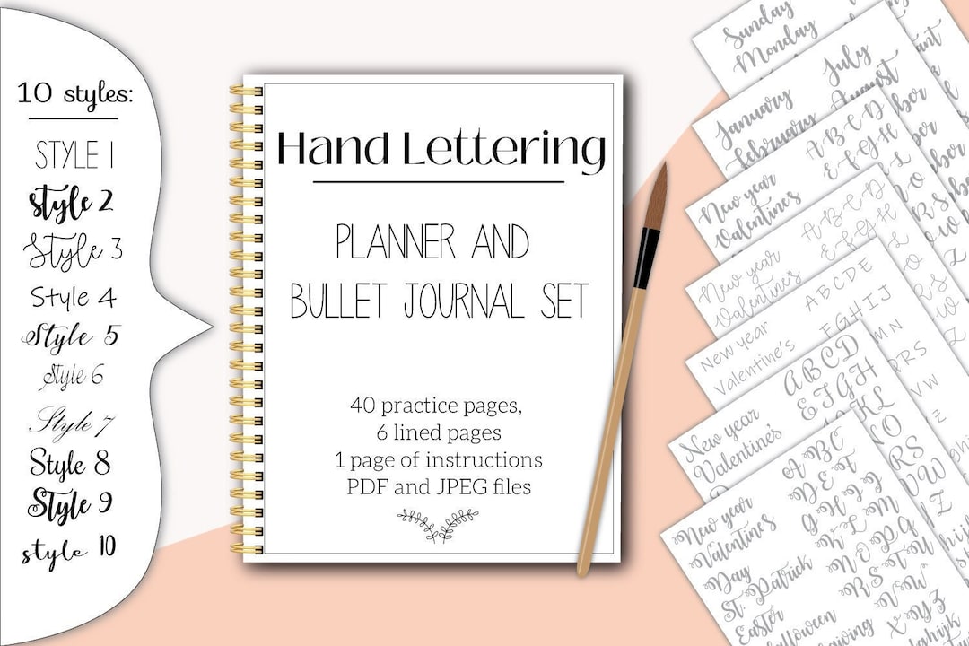 Hand Lettering Worksheets Planner and Bullet Journal Words - Pdf and ...