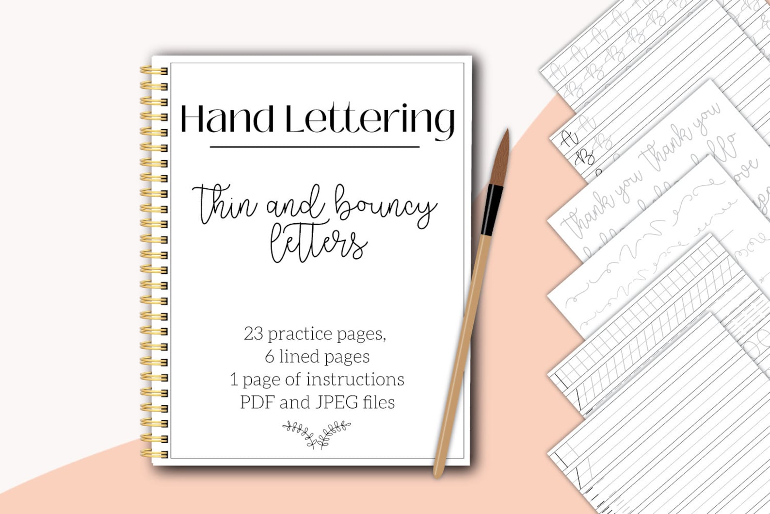 Thin and Bouncy Hand Lettering Worksheets Pdf Jpeg | Etsy