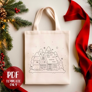 Snowy Winter House 2 Hand Embroidery Template - Winter Embroidery - DIY ...