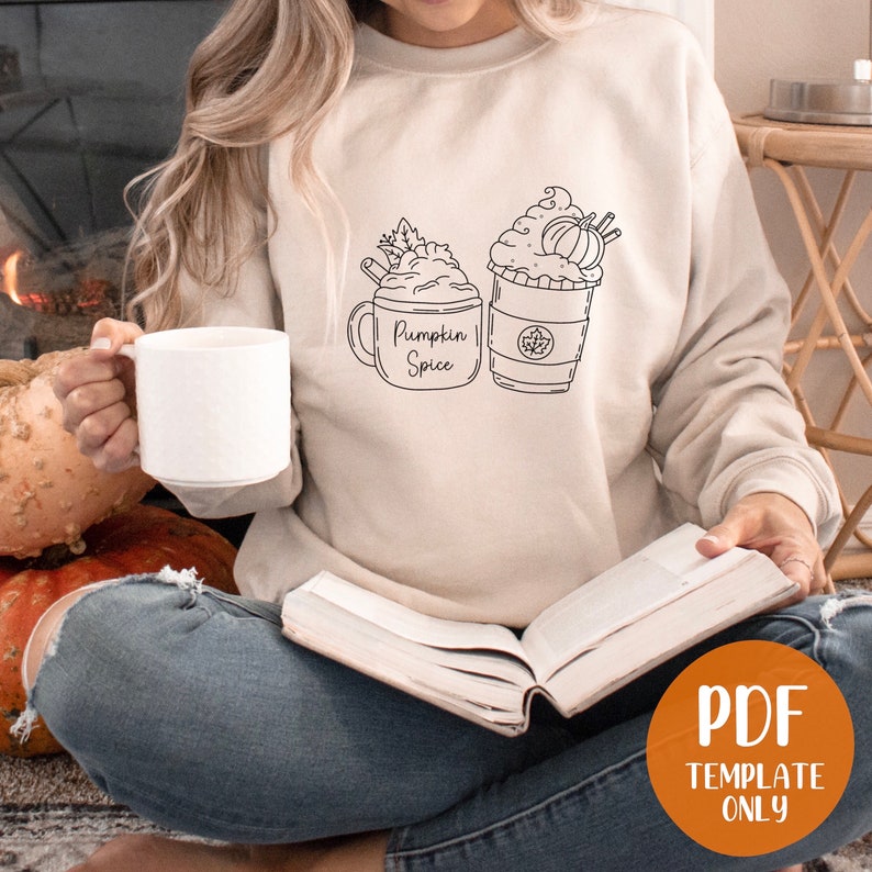Fall Lattes Hand Embroidery Template - Autumn Embroidery - DIY Hoop Art ...