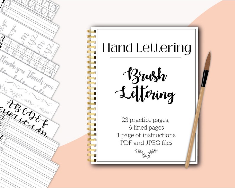 Beginner Brush Lettering Worksheets - Pdf Jpeg - Printable Digital ...