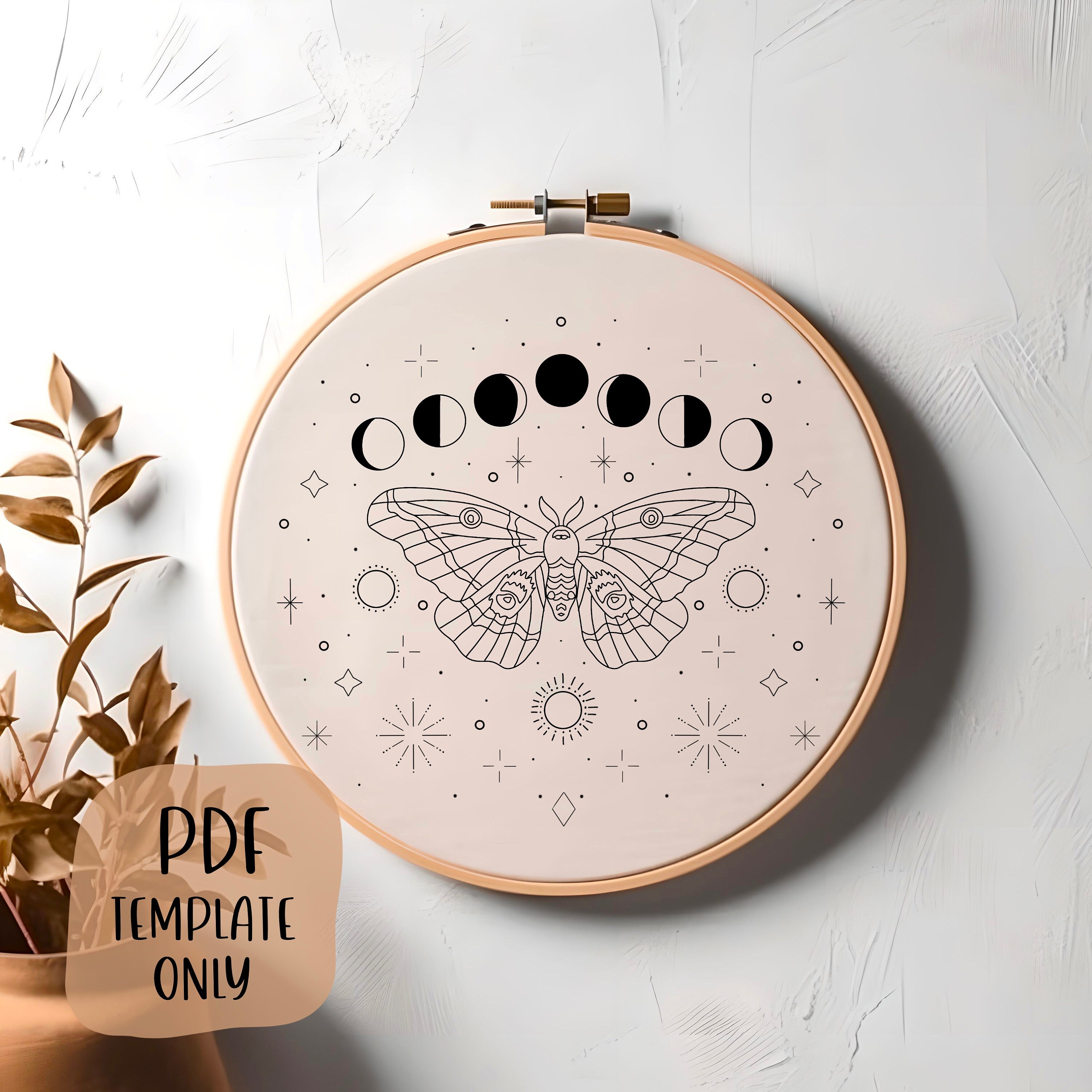 Polyphemus Moth Hand Embroidery Template - Witchy Embroidery - PDF ...