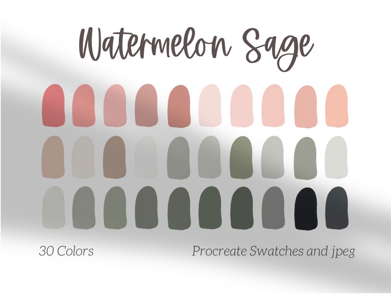 Watermelon Sage Procreate Color Palette 30 Swatches Commercial or ...